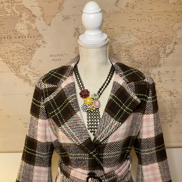 CAbi | Jackets & Coats | Cabi Style73 Pink And Brown Plaid Tweed Kate ...